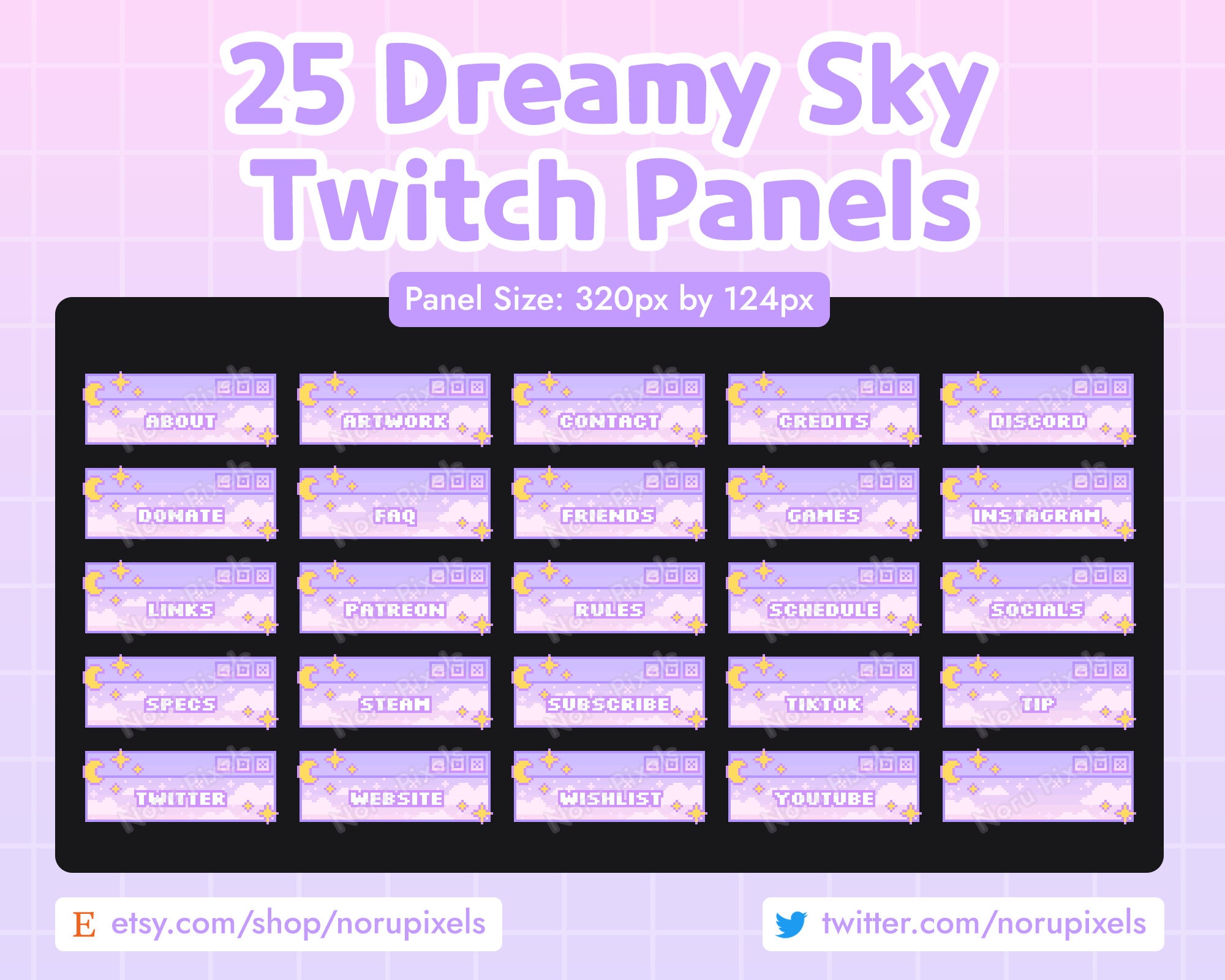 Pastel Aesthetic Pop up Box Window Twitch Panels Purple Moon - Etsy
