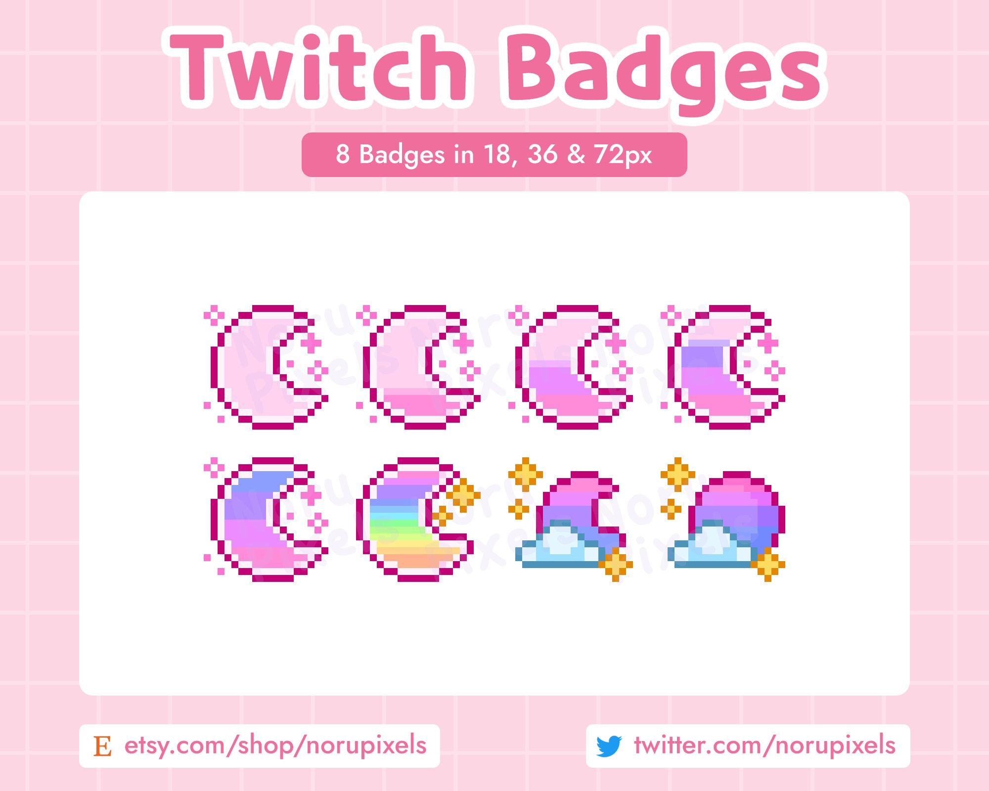 Pink Purple Moon Pixel Twitch Sub Badges Moon Bit Badges - Etsy