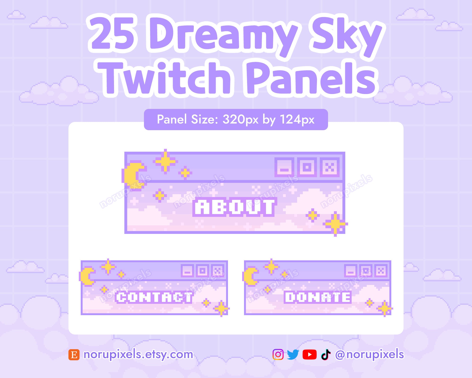 Pastel Aesthetic Pop up Box Window Twitch Panels Purple Moon Sky Stream ...