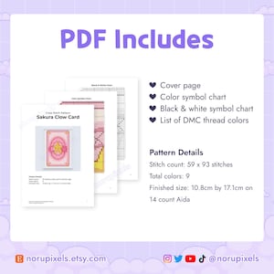 Sakura Clow Card Cross Stitch Pattern PDF | Magic Girl Cross Stitch PDF ...