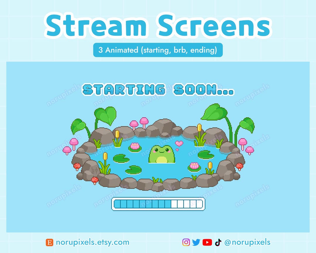 Cute Frog Animated Stream Screens | Frog Stream Starting Overlay | Frog ...
