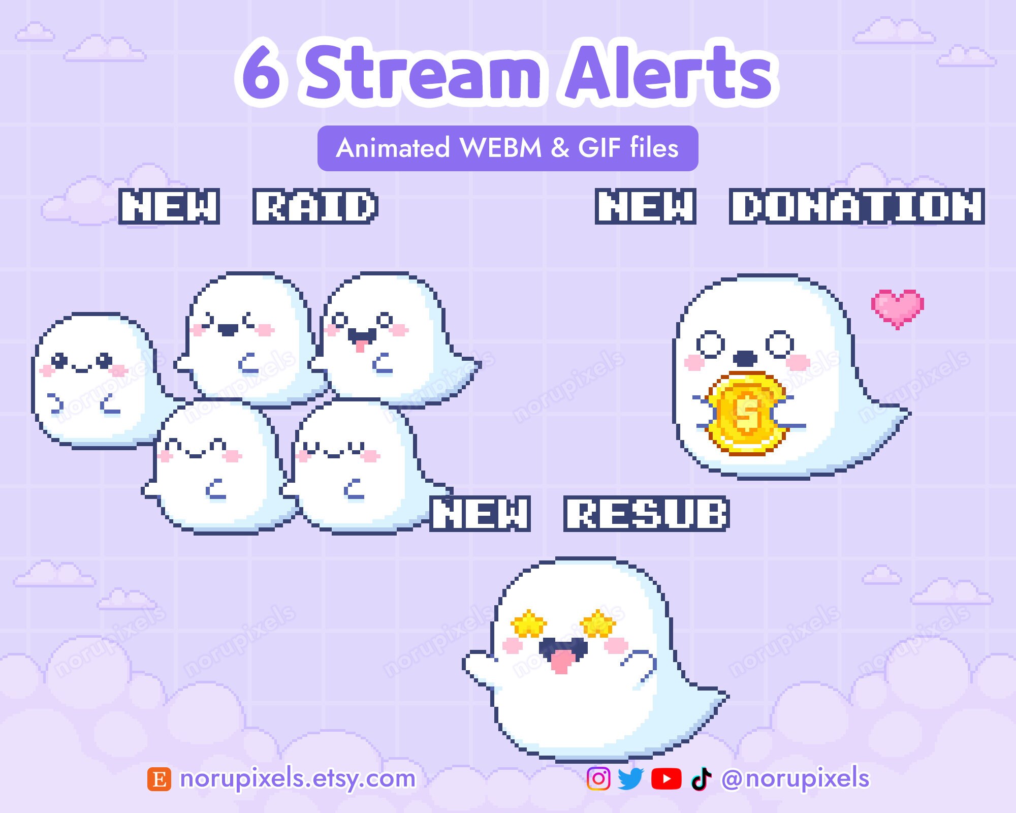 Animated Ghost Twitch Stream Alerts Pack | Spooky Ghost Stream Alert ...