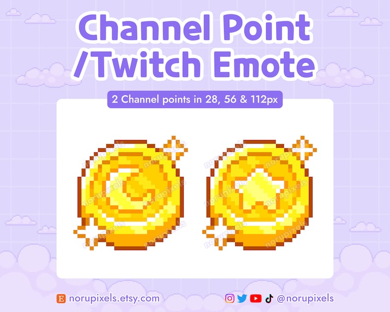 Gold Moon Star Pixel Coin Sparkles Token for Twitch Channel Points Icon ...