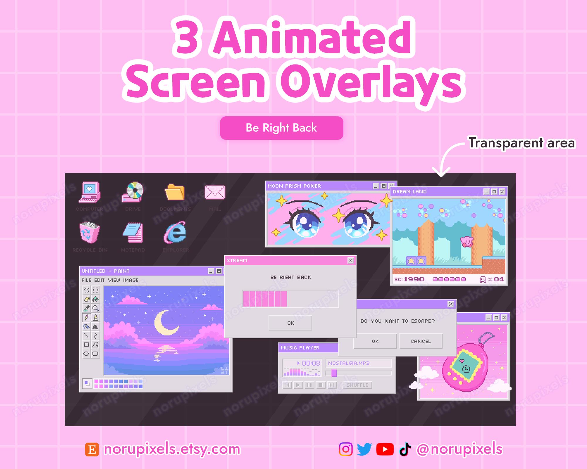Y2K Windows Vaporwave Animated Screen Overlays | Stream Starting, Be ...
