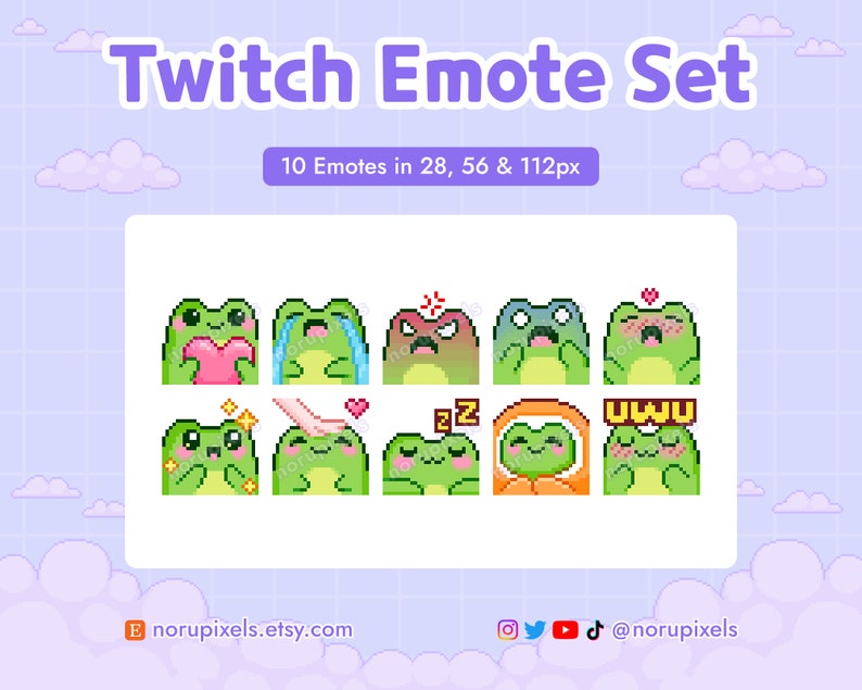 Pixel Frog Emote Set for Twitch Stream Premade Twitch Emotes Frog - Etsy
