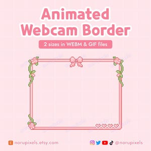 Ribbon Rose Webcam Border for Twitch Stream | Kawaii Twitch Animated ...