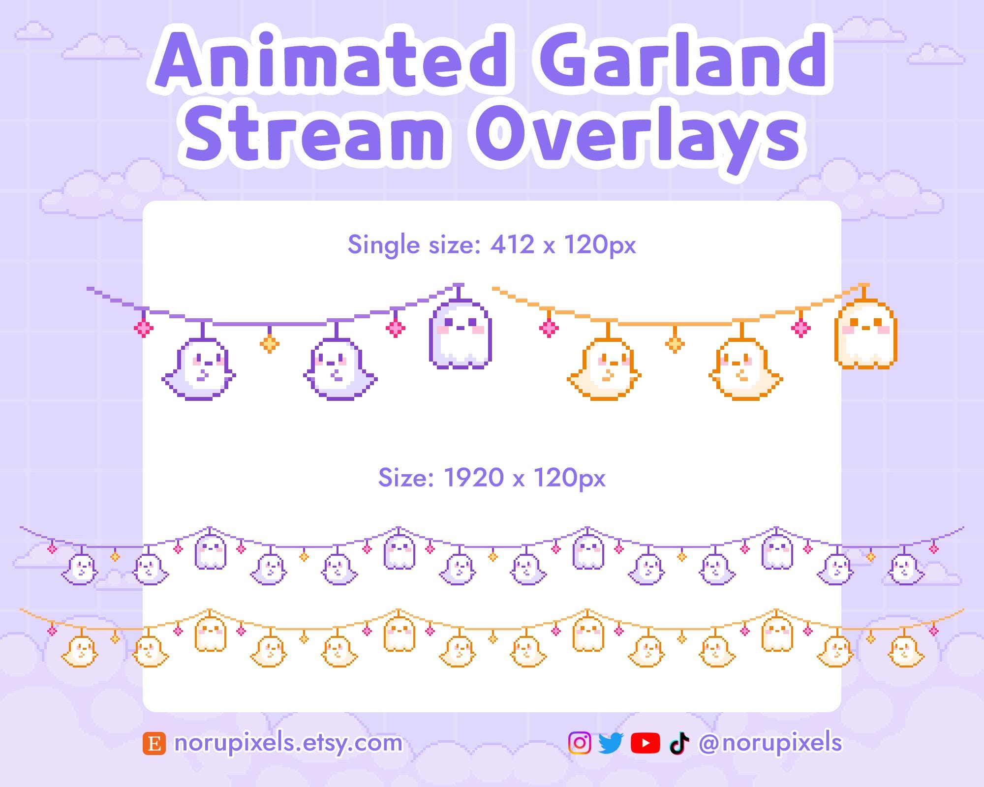 Animated Ghost Garland Overlay for Twitch | Halloween Ghost String ...