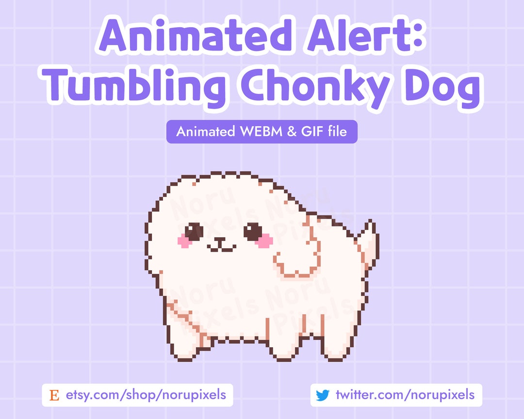 Animated Pixel White Poodle Dog Twitch Alert | Stream Alert Tumbling ...