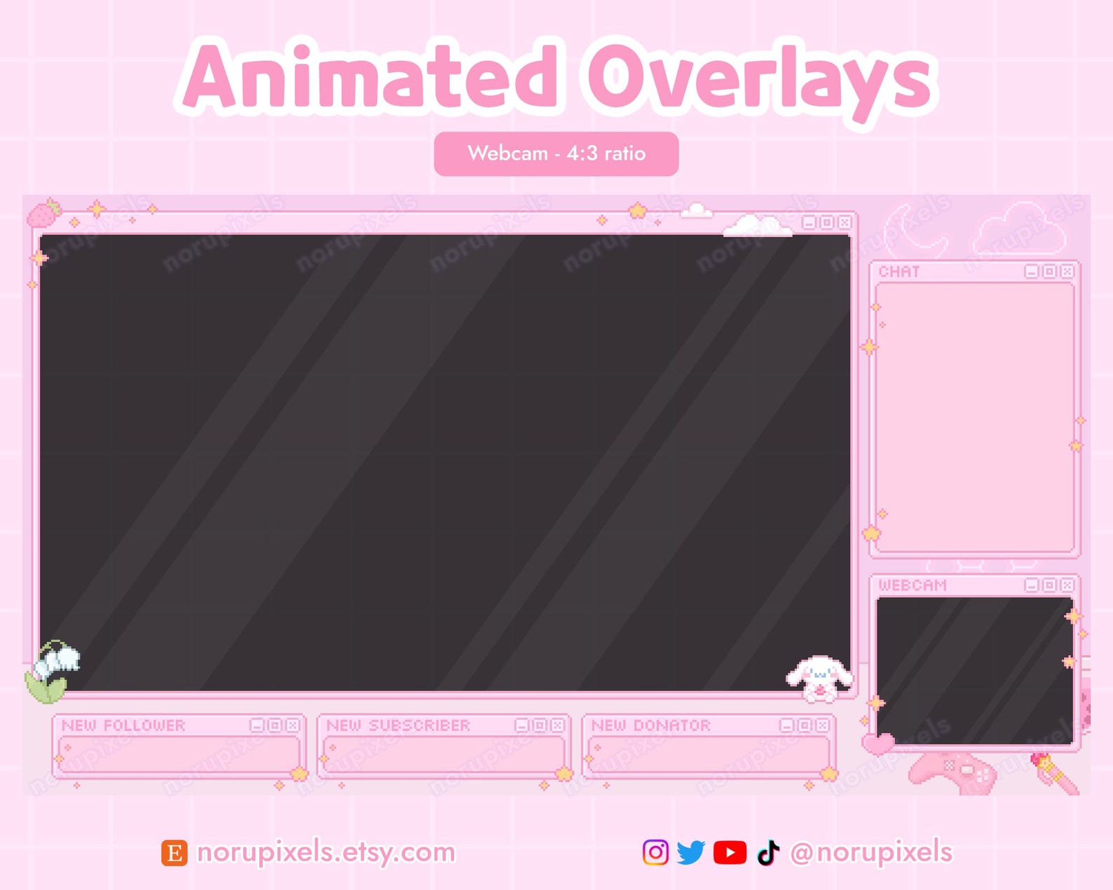 Pastel Pink Gamer Desk Animated Stream Overlays | Vtuber Animated ...
