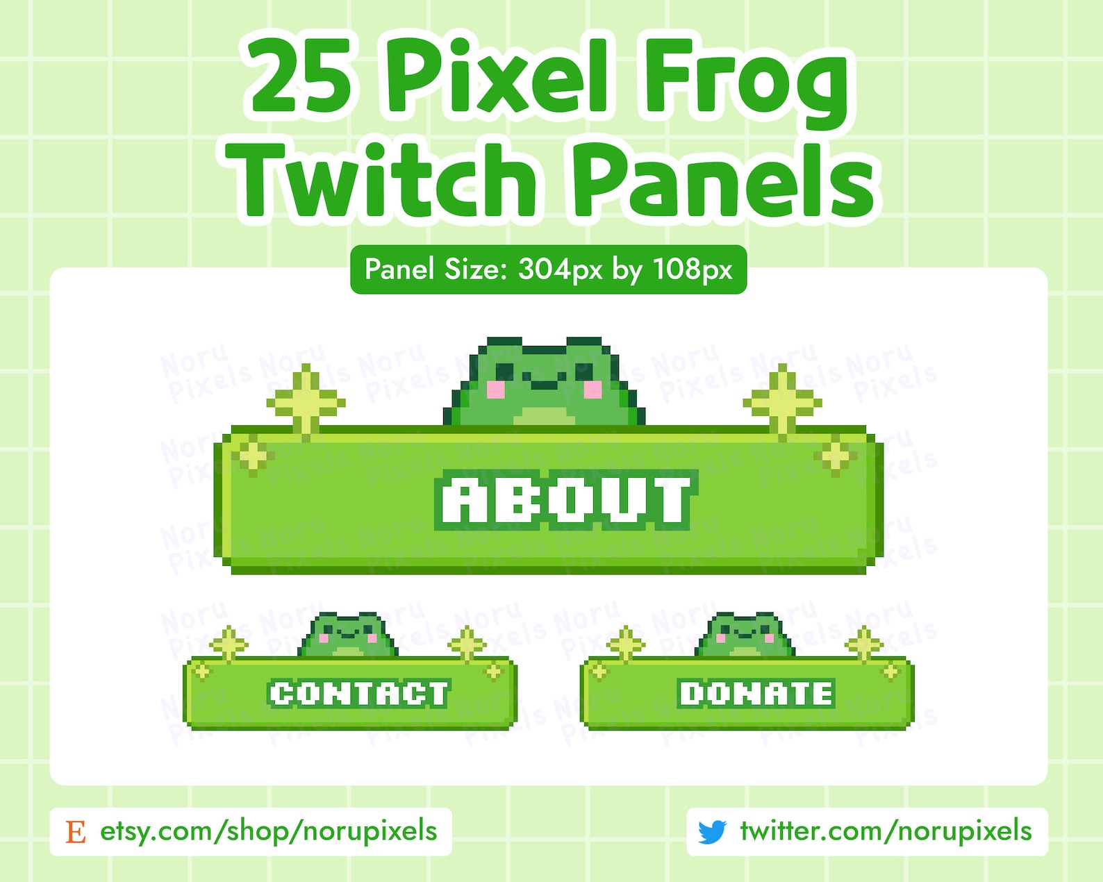 Pixel Frog Twitch Panels Green Frog Stream Panels Pixel - Etsy