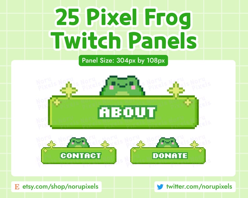 Pixel Frog Twitch Panels | Green Frog Stream Panels | Pixel Art for ...