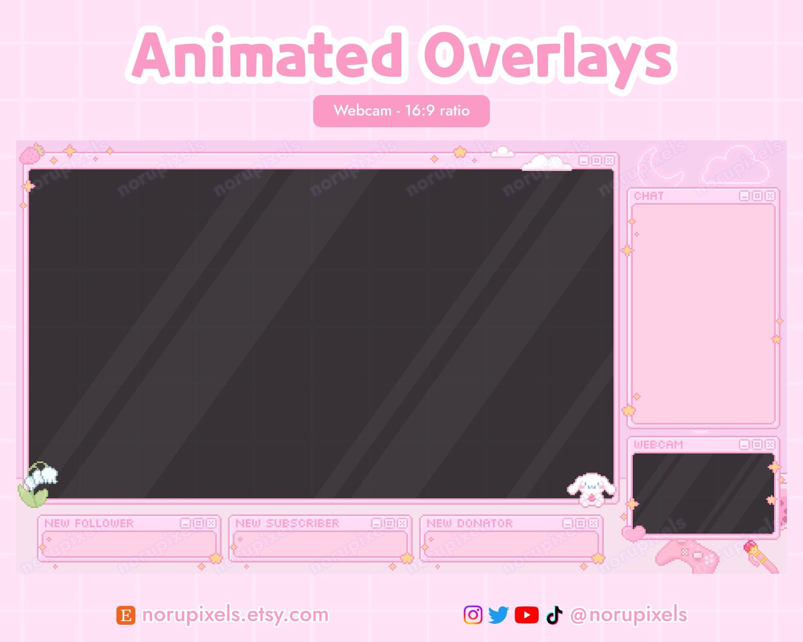 Pastel Pink Gamer Desk Animated Stream Overlays | Vtuber Animated ...