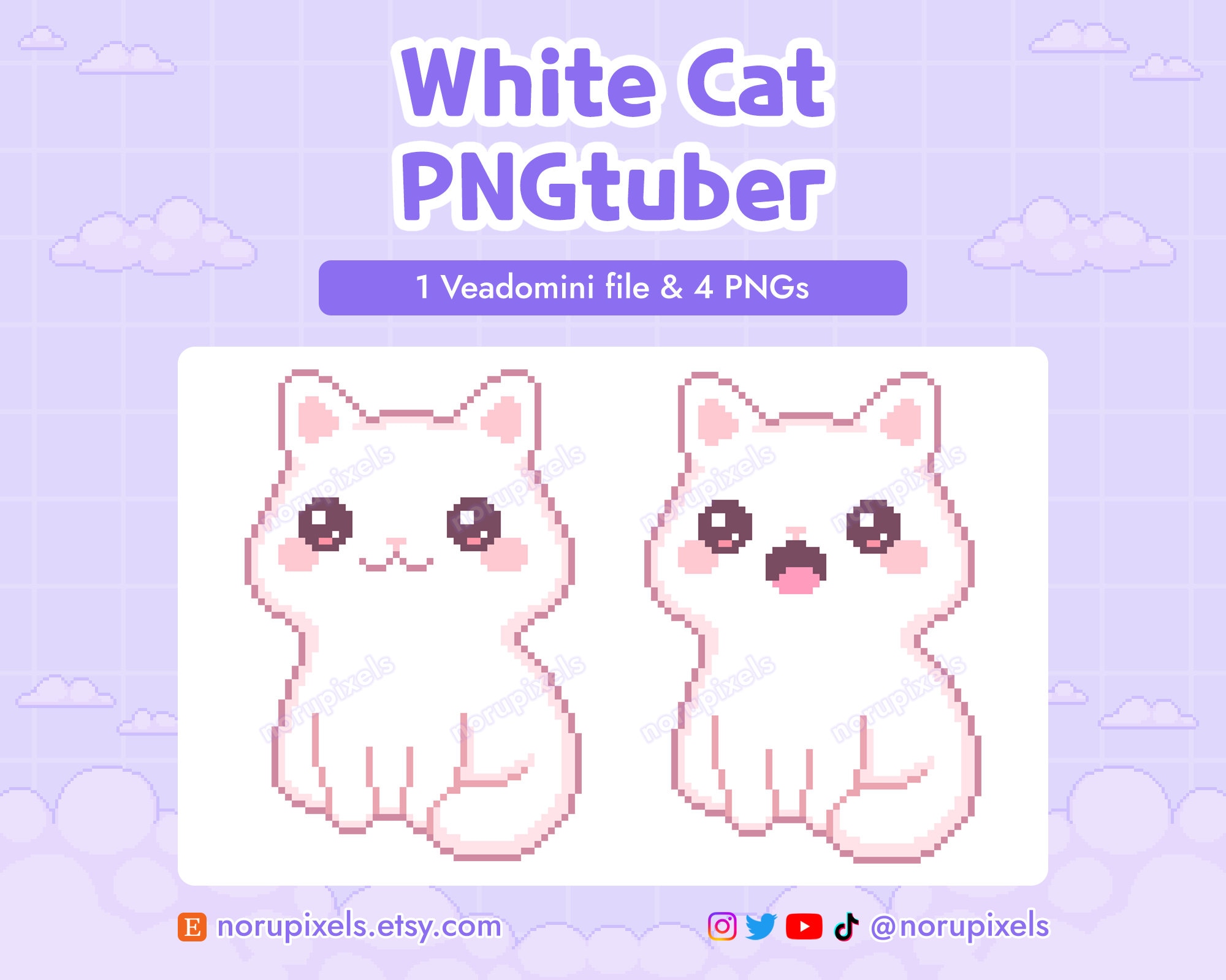 White Cat Pngtuber Veadotube Mini for Twitch Stream OBS Discord Kitten ...