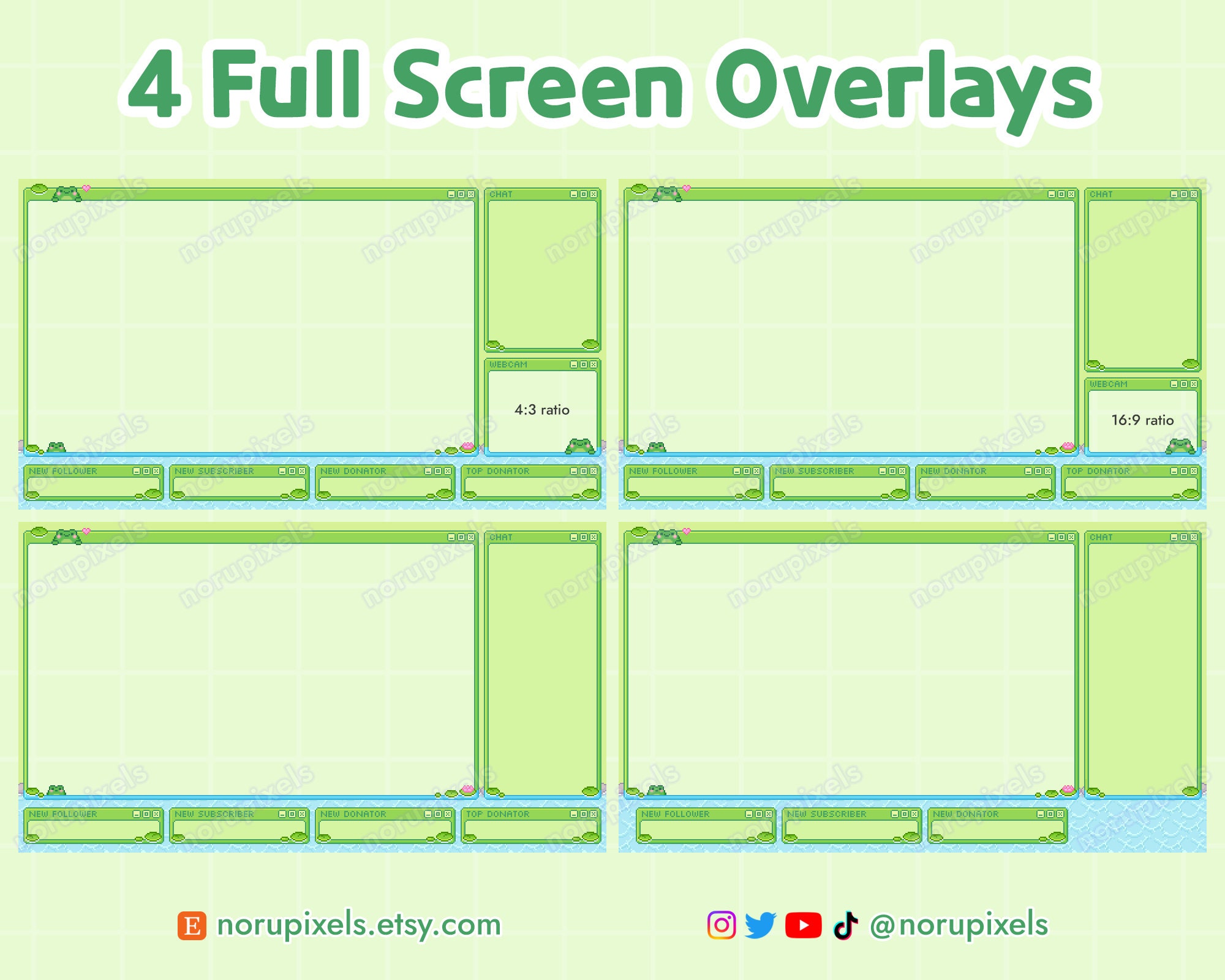 Cute Frog Pond Stream Overlay Set for Twitch Streams Kawaii Frog ...