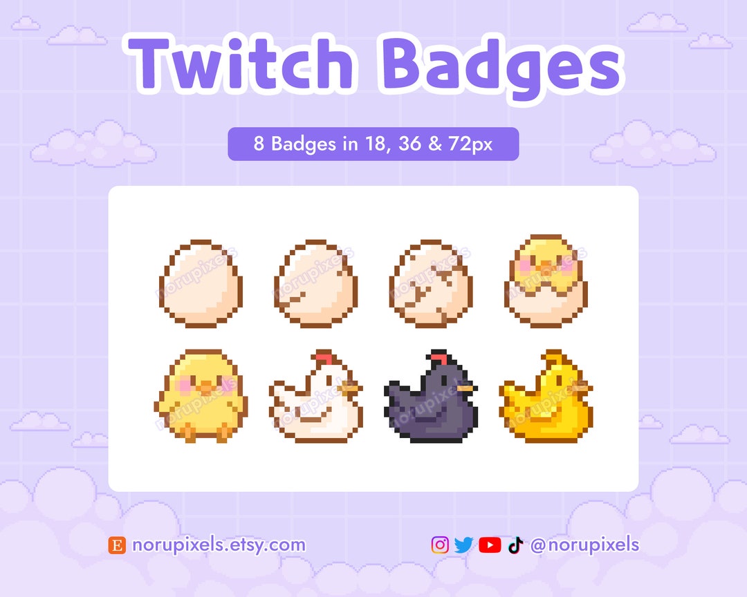 Egg to Chicken Twitch Sub Badges | Chicken Egg Bit Badges | Cute Egg ...
