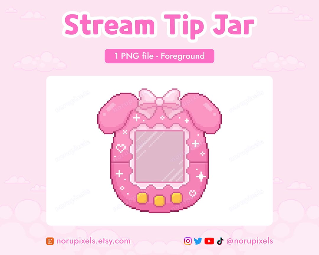 Kawaii Pink Bunny Tamagotchi Tip Jar for Twitch Stream | Stream Tip Jar ...