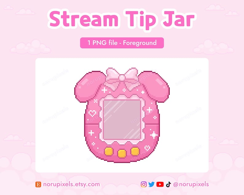 Kawaii Pink Bunny Tamagotchi Tip Jar for Twitch Stream | Stream Tip Jar ...