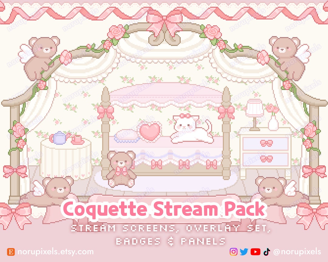Coquette Twitch Stream Overlay Package | Coquette Aesthetic Stream ...