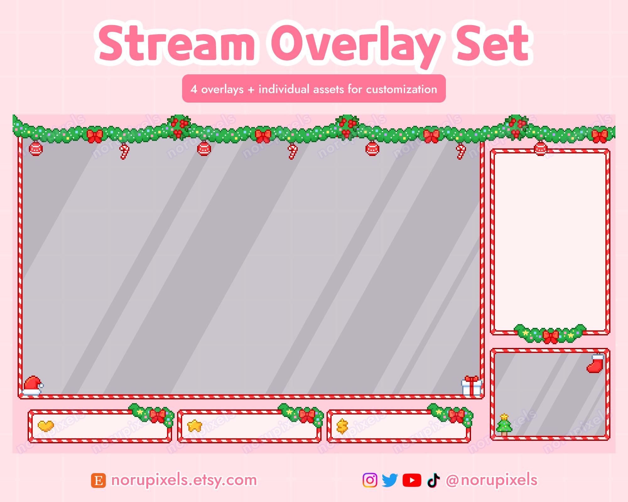 Christmas Stream Overlay Set for Twitch | Candy Cane Holiday Twitch ...