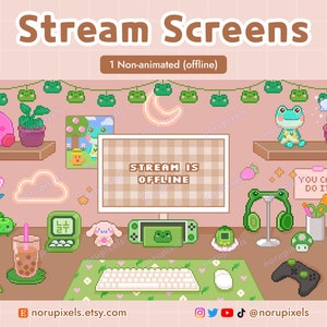 Cozy Frog Desk Twitch Stream Overlay Package | Cute Frog Animated ...