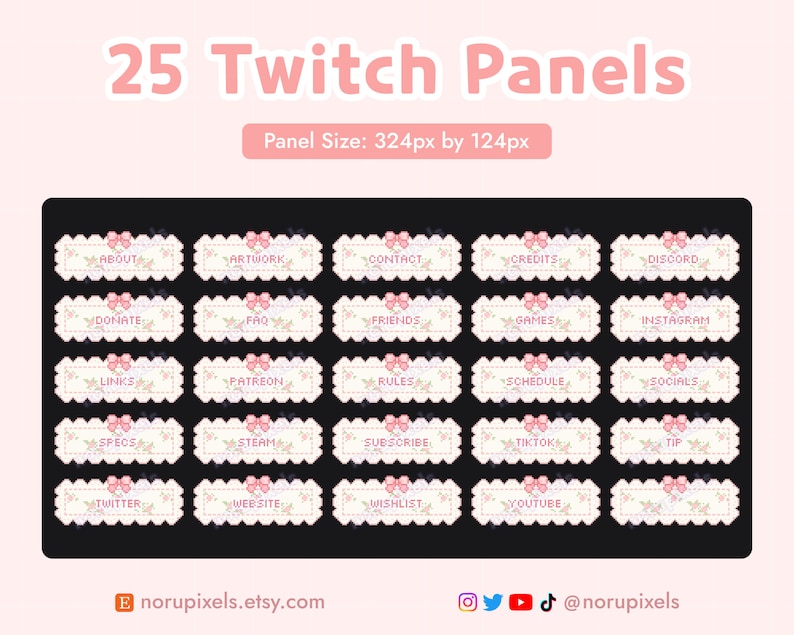 Coquette Aesthetic Twitch Panels Ribbon Stream Panels Pixel Art for ...