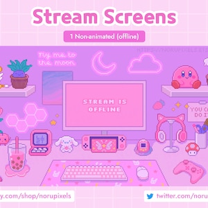 Animated Stream Screens Kawaii Pink Gamer Desk | Lofi Aesthetic Cute ...