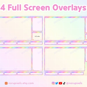 Kawaii Rainbow Aesthetic Stream Overlay Set for Twitch Streams | Webcam ...