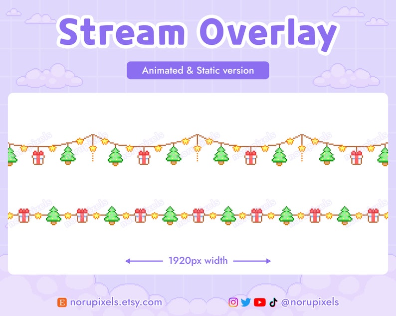 Christmas String Light Animated Stream Overlay | Festive Holiday String ...