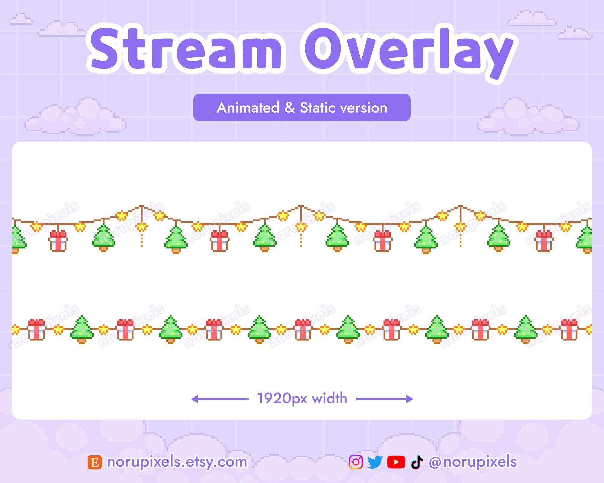 Christmas String Light Animated Stream Overlay Festive Holiday String ...