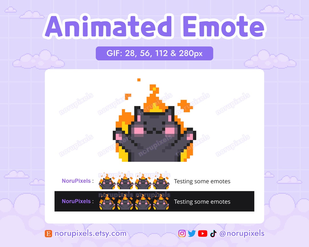 Animated Black Cat Fire Emote for Twitch Stream | Let It Burn Hellmo ...