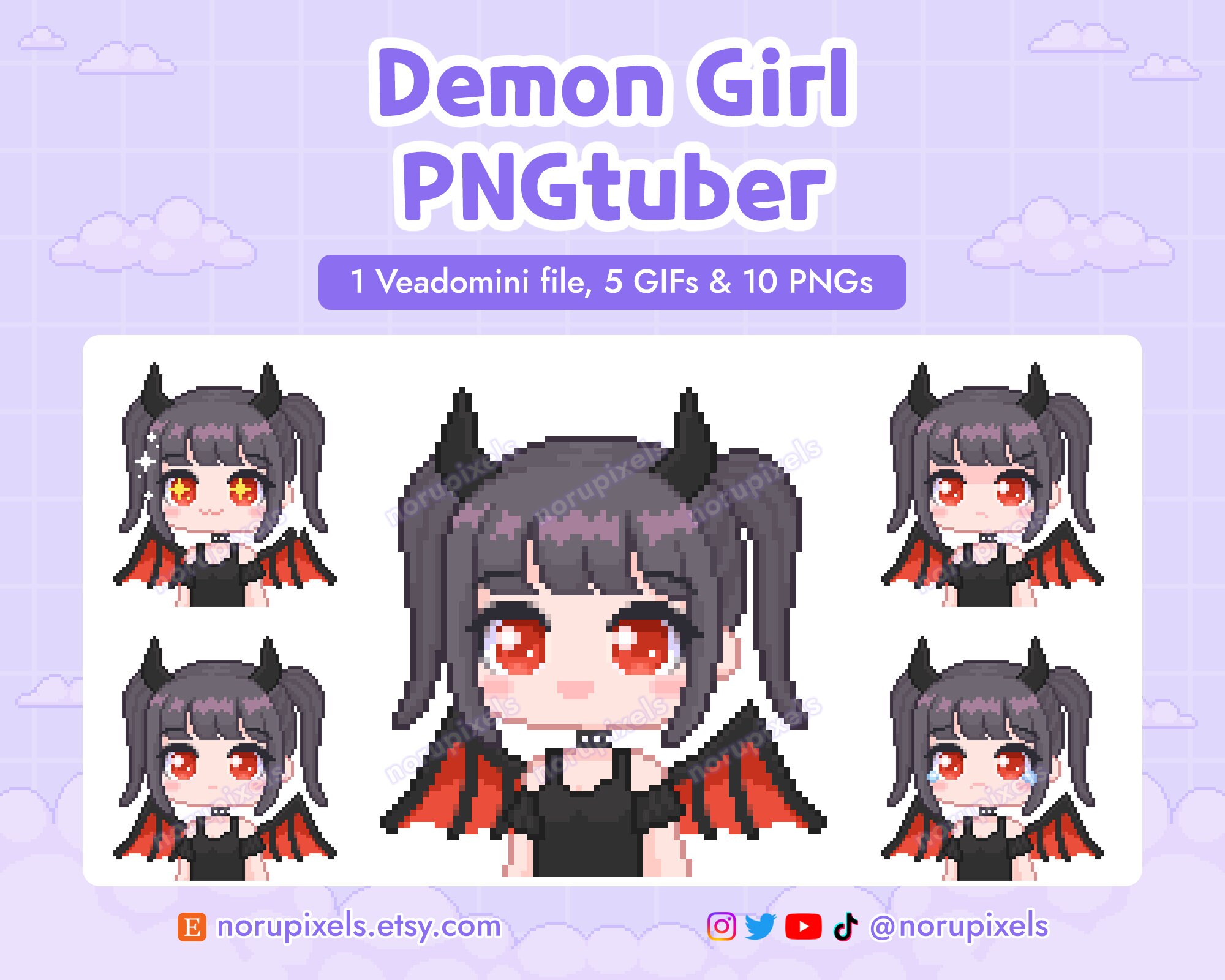 Demon Girl Chibi Pngtuber Veadotube Mini for Twitch Streamer Kawaii PNG ...