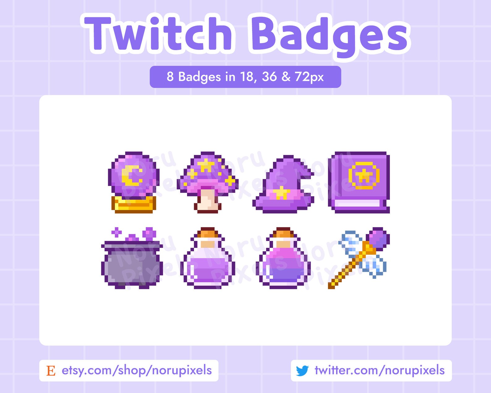 Celestial Witch Twitch Sub Bit Badges Magic Witch Purple Sub Badges for ...