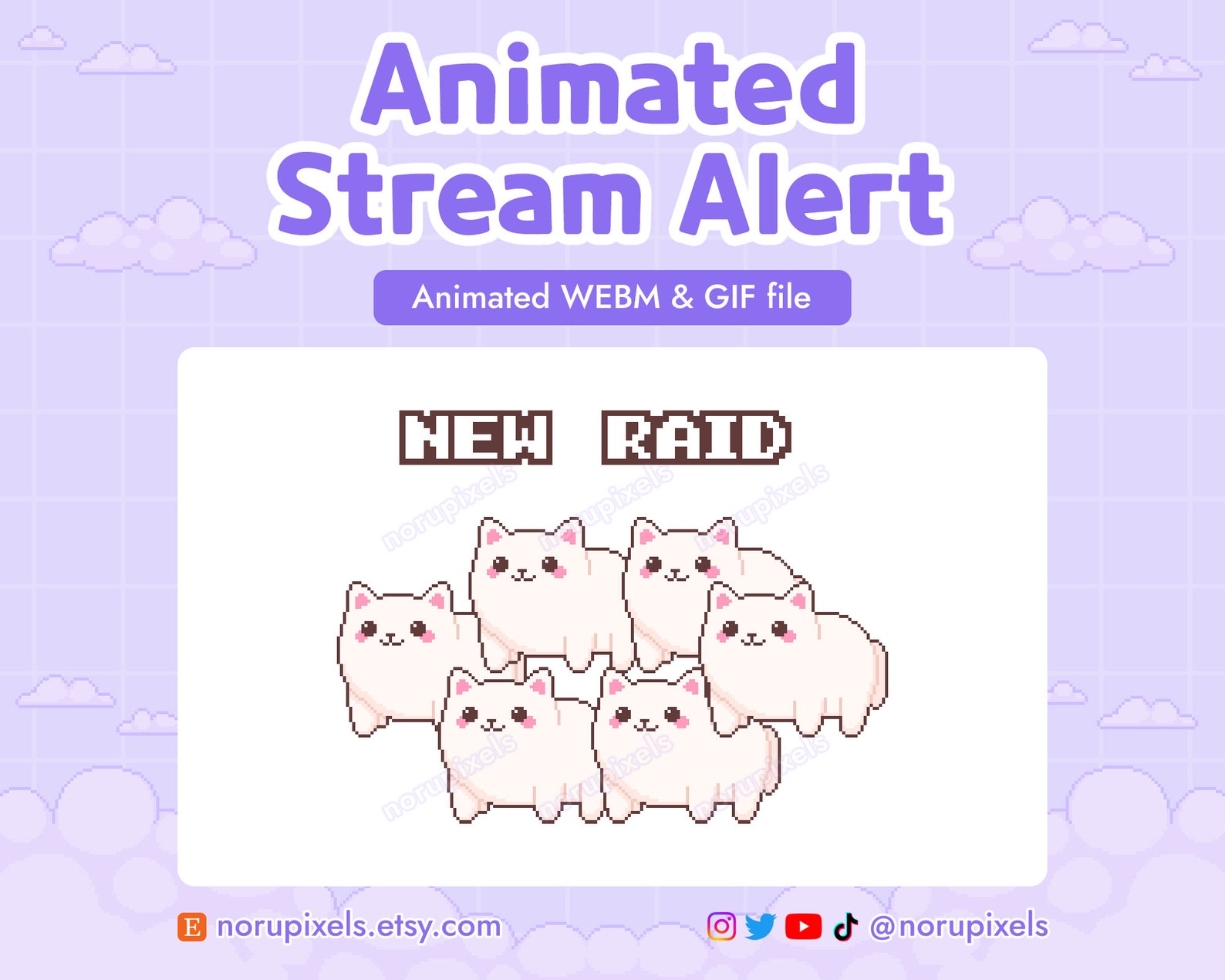 White Cat Raid Stream Alert | Cute Cat Animated Twitch Alerts - Etsy