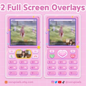 Retro Y2K Pink Phone Tiktok Live Stream Overlay, Kawaii Pixel Art ...