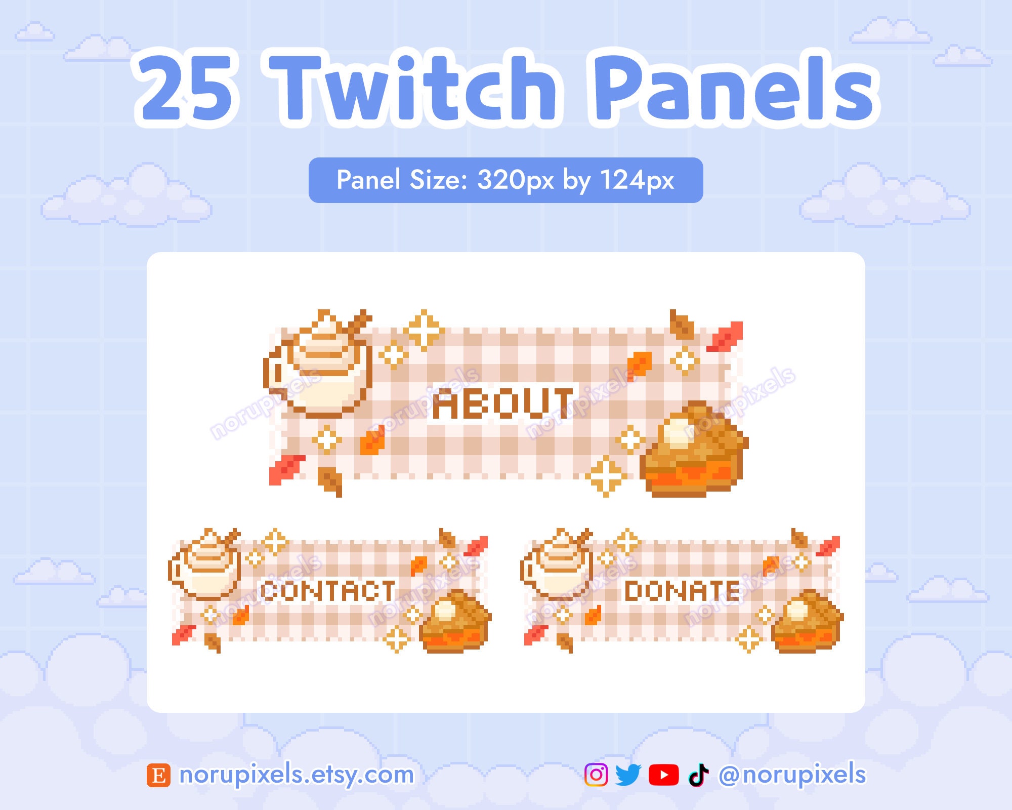 Autumn Pumpkin Pie Twitch Stream Overlay Package Cozy Fall Cottagecore Animated Stream Screens ...