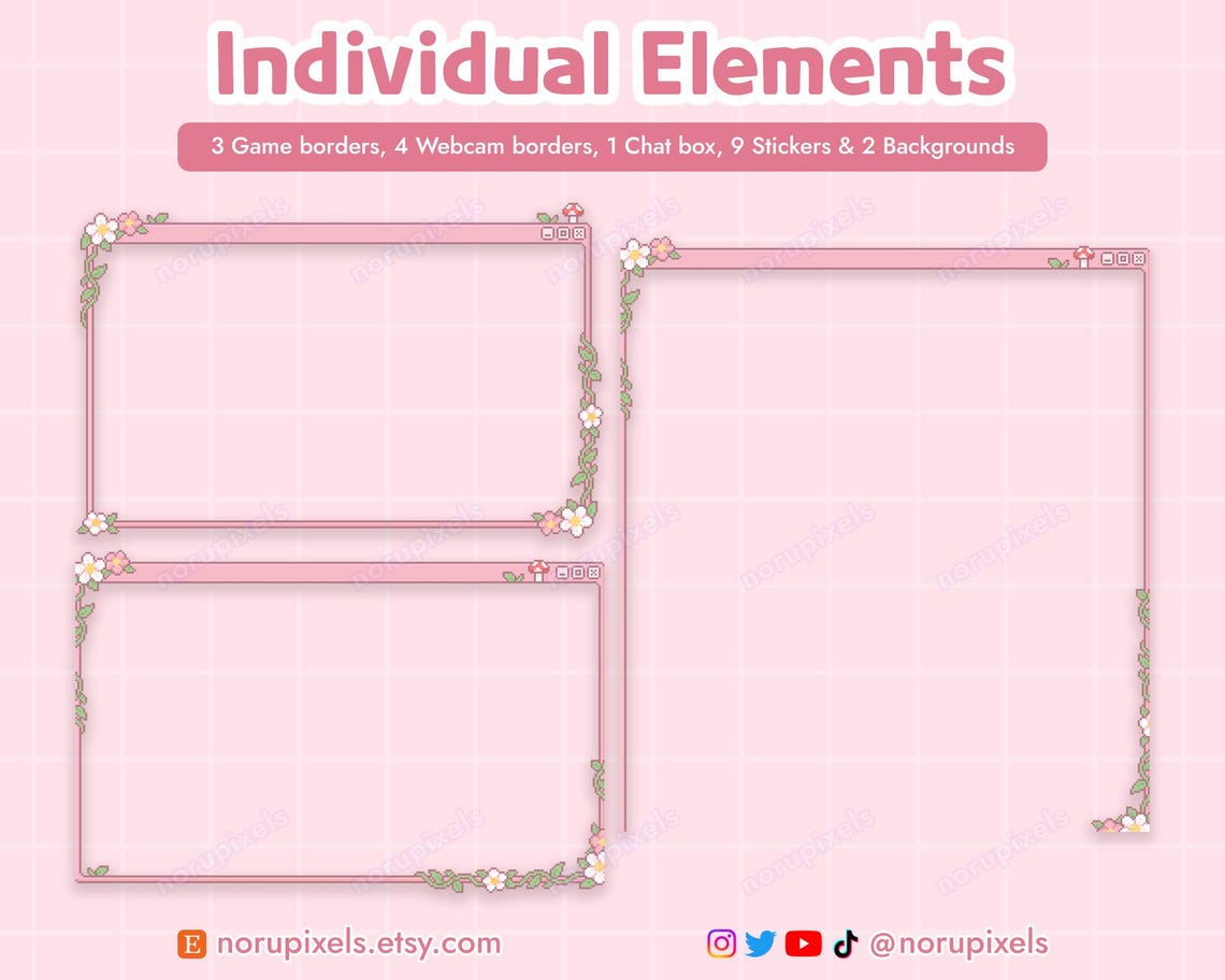 Pink Cottage Tiktok Stream Pack | Cute Tiktok Stream Overlays ...