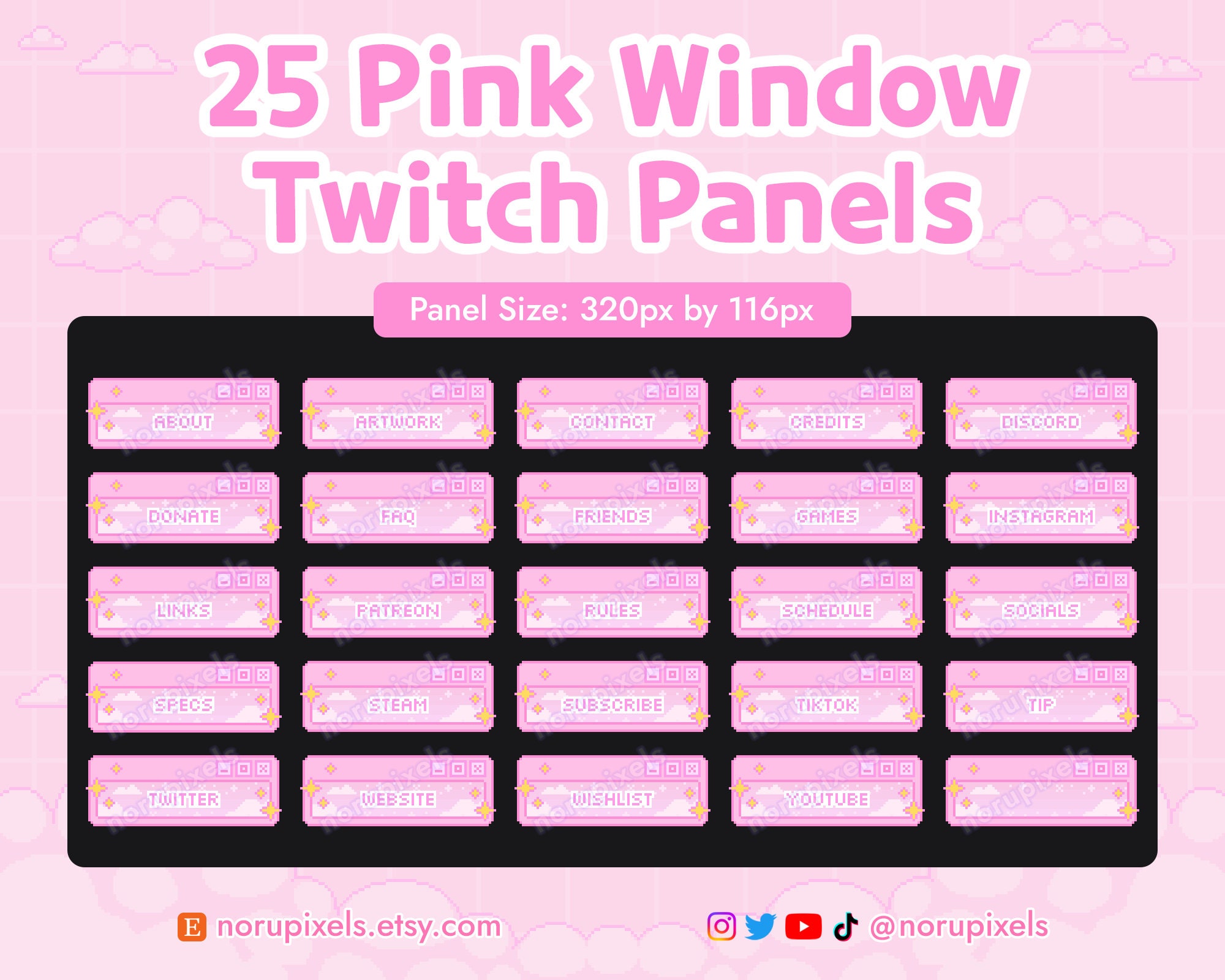Pink Aesthetic Pop up Box Window Twitch Panels | Y2K Pink Sky Stream ...