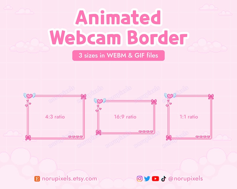 Kawaii Valentines Webcam Border for Twitch Stream | Valentines Twitch ...