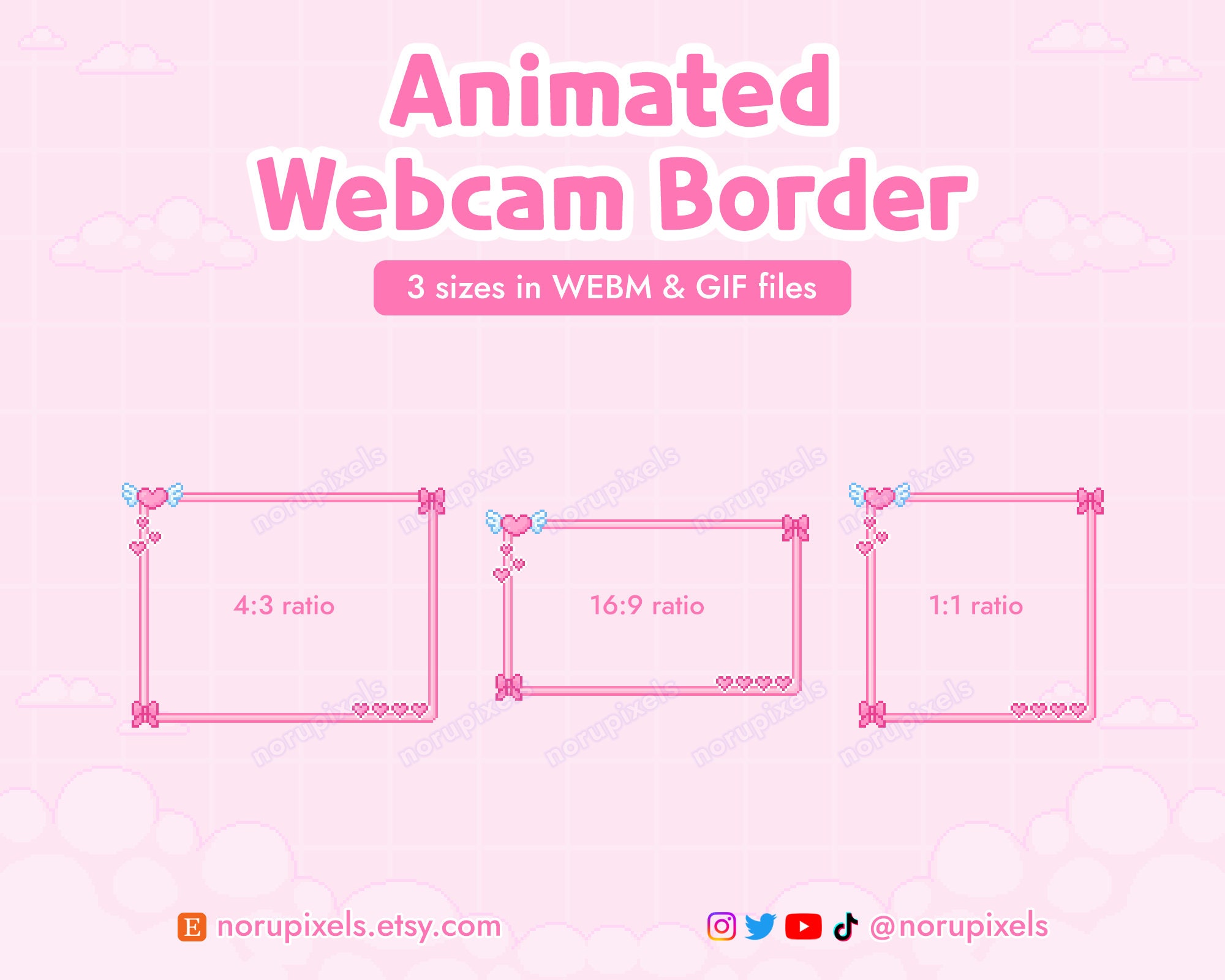 Kawaii Valentines Webcam Border for Twitch Stream | Valentines Twitch ...