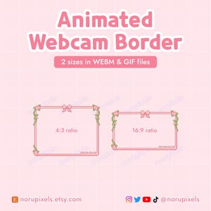 Ribbon Rose Webcam Border for Twitch Stream | Kawaii Twitch Animated ...