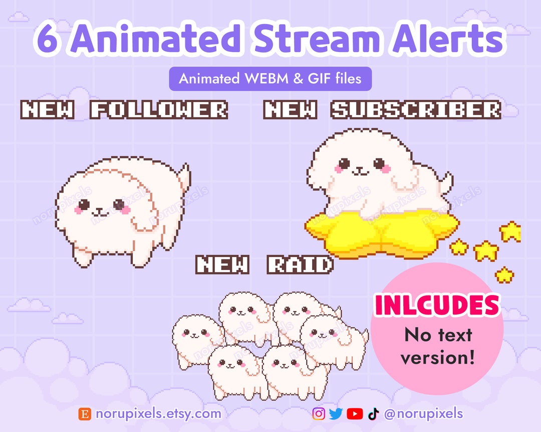 Animated White Poodle Dog Twitch Alert | Stream Alert Cute Dog | Puppy ...