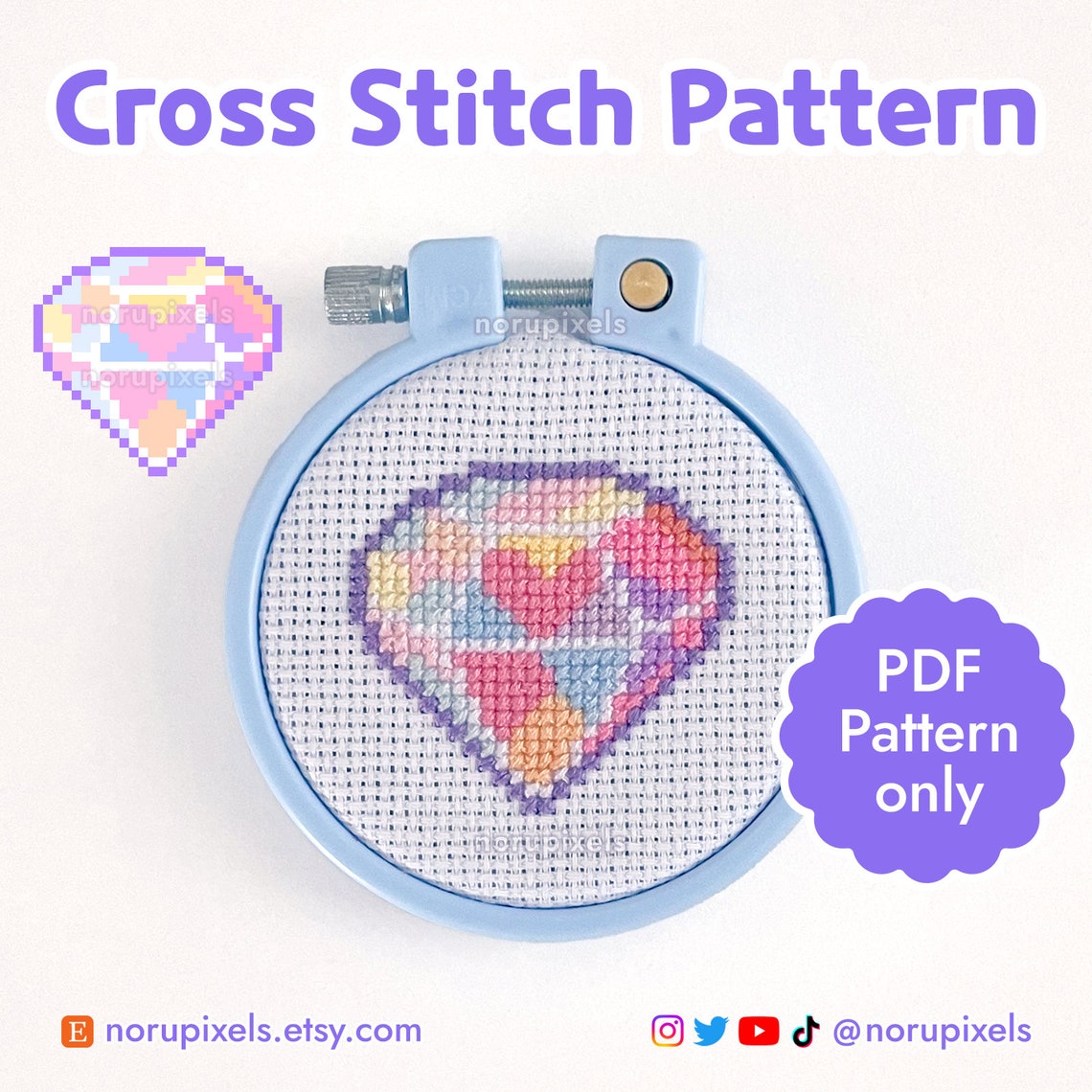 Pastel Diamond Cross Stitch Pattern PDF Mini Cross Stitch Patterns ...