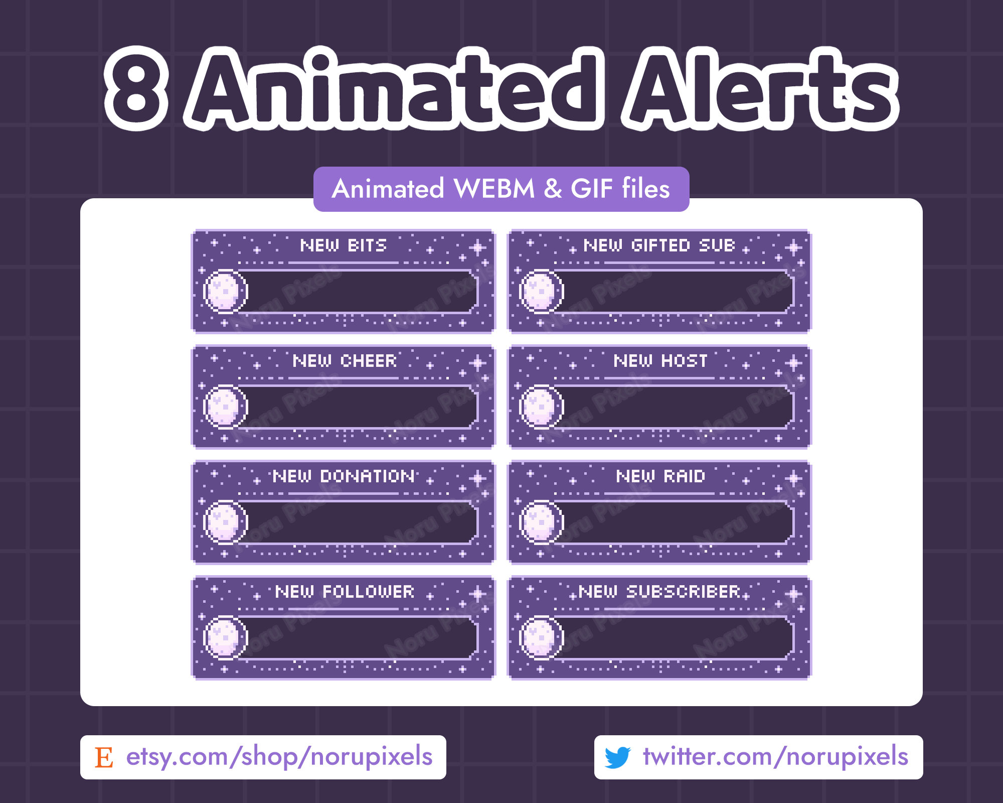 Animated Stream Alerts Celestial Moon Phases Pixel Twitch Follower ...