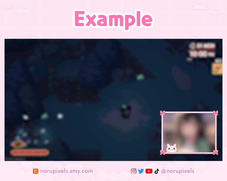 Cute White Cat Webcam Border for Twitch Stream | Kawaii Cat Twitch ...