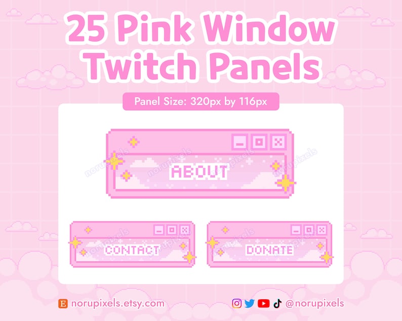 Pink Aesthetic Pop up Box Window Twitch Panels | Y2K Pink Sky Stream ...