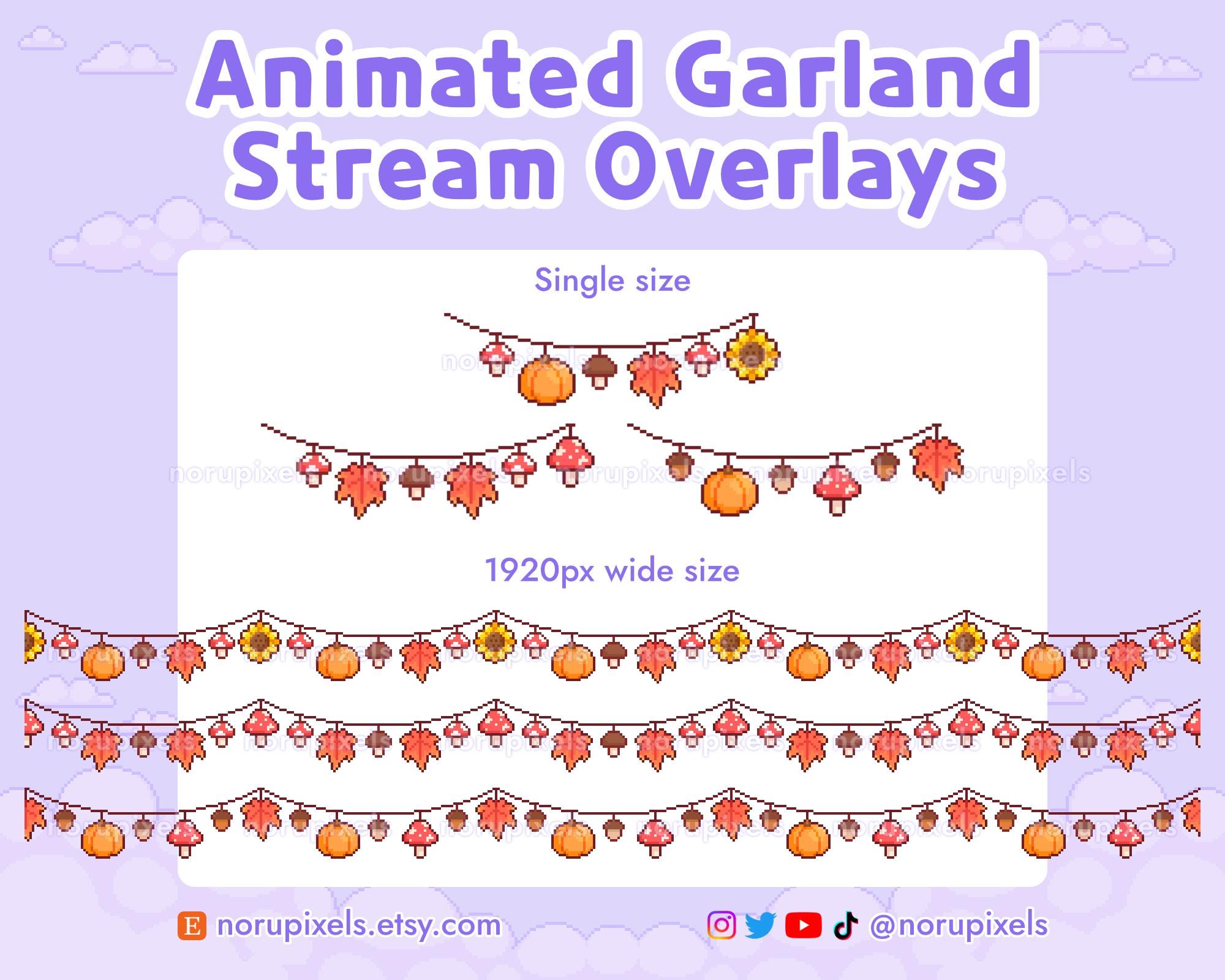 Autumn Garland Animated Overlay for Twitch | Fall Mushroom Fairy Lights ...