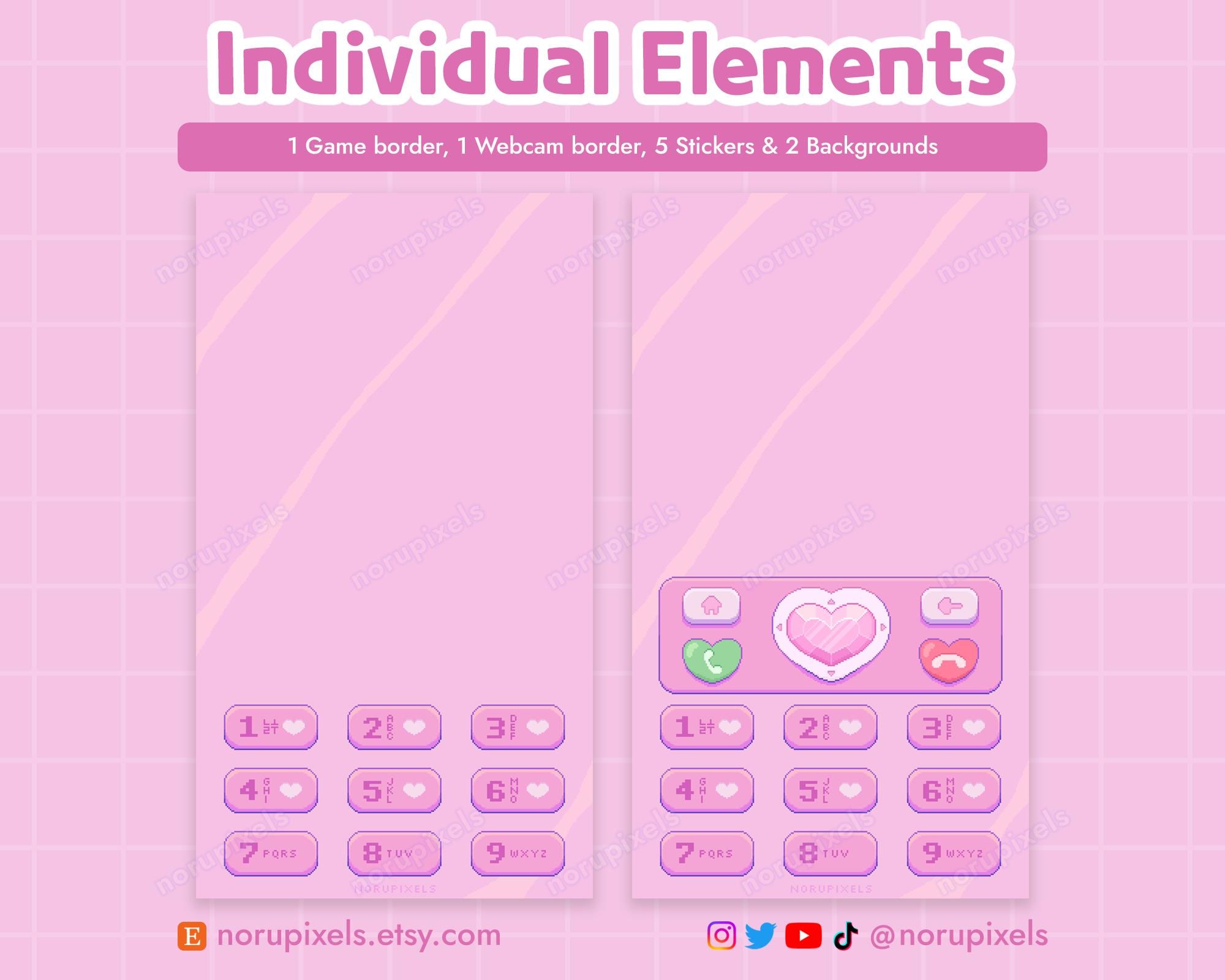 Retro Y2K Pink Phone Tiktok Live Stream Overlay, Kawaii Pixel Art ...