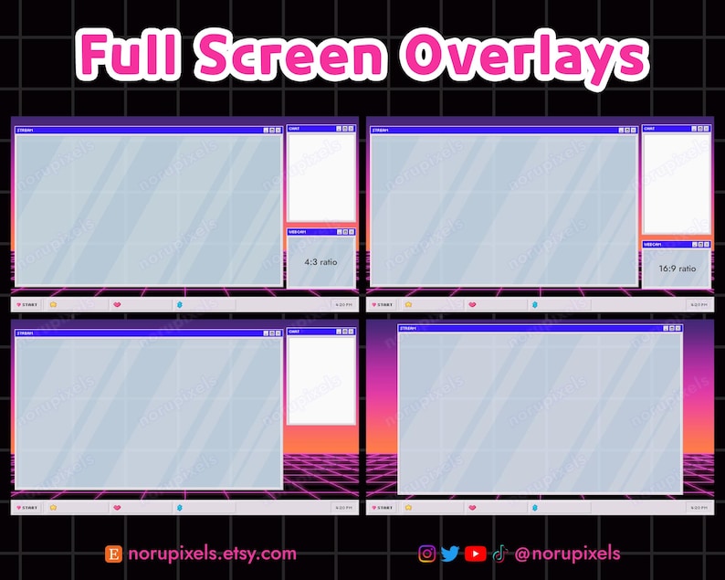 Retro Windows Vaporwave Twitch Stream Overlay Pack | Windows 95 Sunset ...