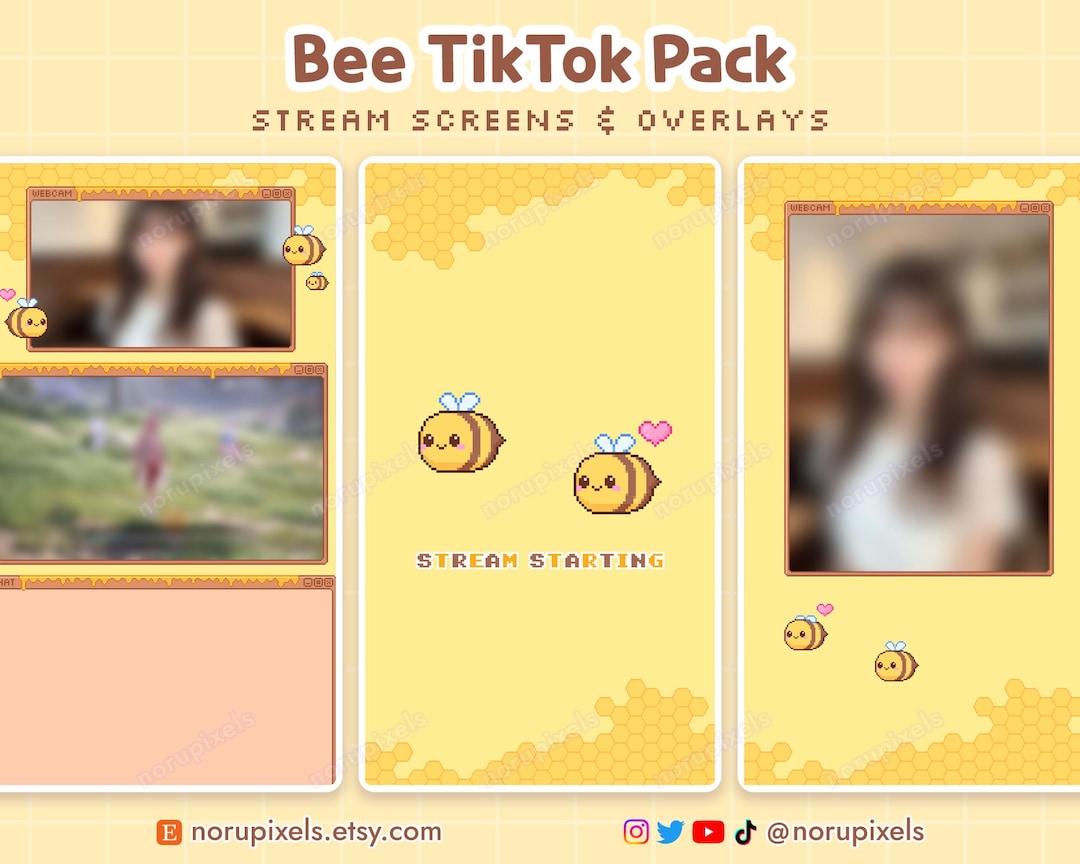 Cute Bee Tiktok Overlay | Bee Tiktok Stream Pack | Vtuber Friendly ...