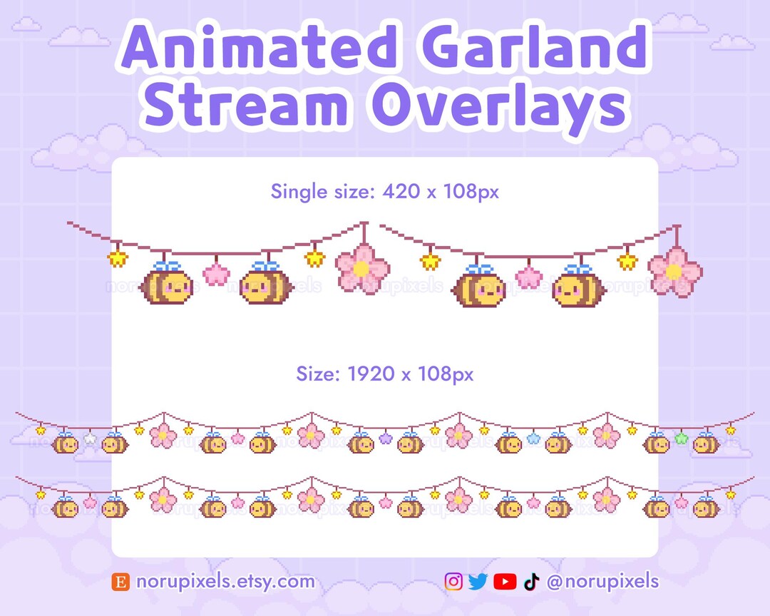 Animated Bees Garland Overlay for Twitch | Bee String Lights Stream ...